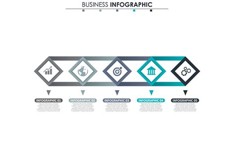 비즈니스 데이터 차트입니다 그래프 다이어그램 5 단계 전략 옵션 부품 또는 프로세스의 추상 요소 프레 젠 테이 션에 대 한 벡터