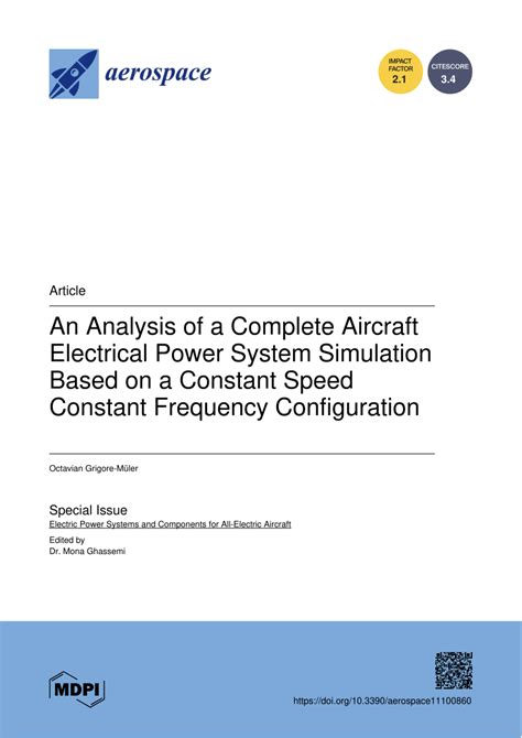 Pdf An Analysis Of A Complete Aircraft Electrical Power System Simulation Based On A Constant