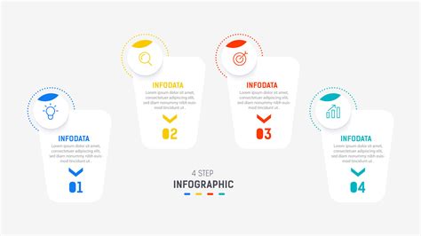 Four Step Infographic Label Design Template With Line Icons Process Steps Diagram
