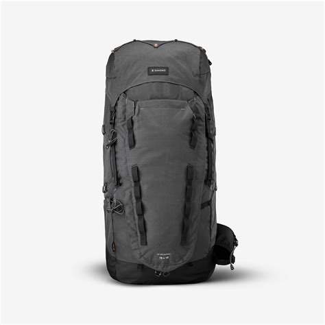 Mens 70 L 10 L Hiking Backpack Mt 900 Carbon Grey Smoked Black Simond Decathlon