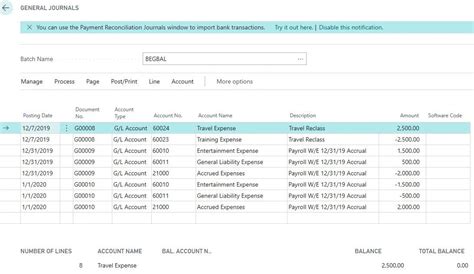 Copypaste A Journal Entry Into Dynamics 365 Business Central