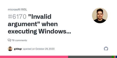 Invalid Argument When Executing Windows Commands On Ubuntu 2004 · Issue 6170 · Microsoftwsl