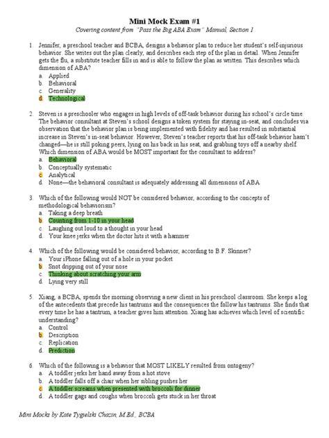 mini mock exam section 1 pdf behaviorism reinforcement