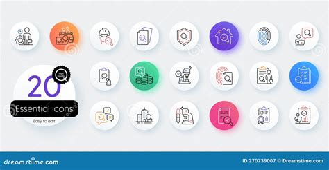 Inspection Line Icons Quality Research Testing And Safety Check Icons Microscope Analysis