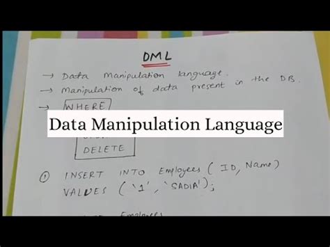 DML COMMANDS DATA MANIPULATION LANGUAGE YouTube