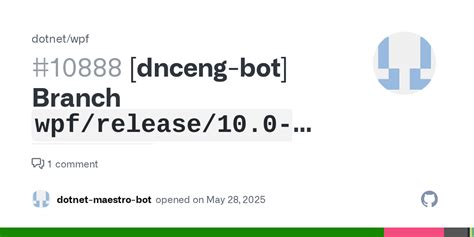 Dnceng Bot Branch `wpfrelease100 Preview5` Cant Be Mirrored To Azdo Fast Forward Branch