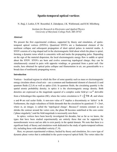 Pdf Spatiotemporal Optical Vortices