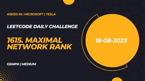 Solving Leetcode Daily Challenge 1615 Maximal Network Rank Youtube