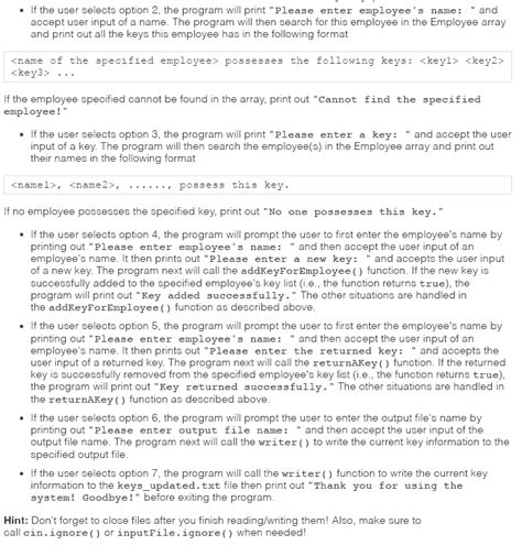 solved write a program that manages the keys owned by the