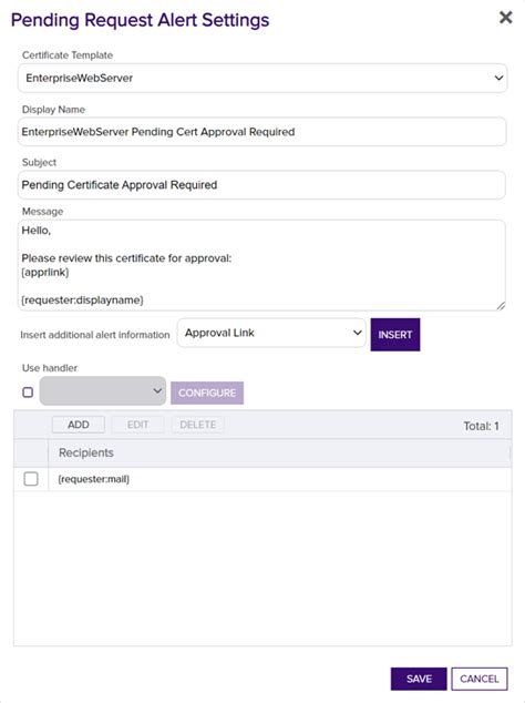Pending Request Alert Operations