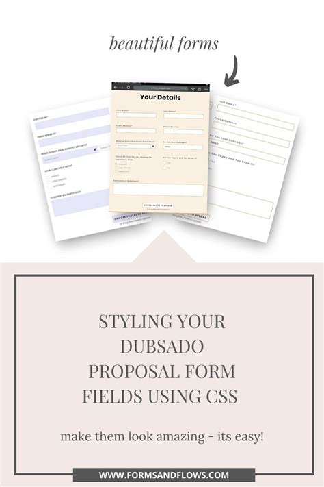 styling dubsado form fields cheat sheet forms and flows proposal