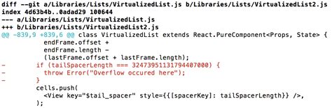 virtualizedlist overflow during conversion · issue 18178 · facebook react native · github