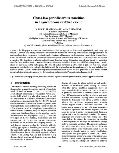 Pdf Chaos Low Periodic Orbits Transition In A Synchronous Switched Circuit