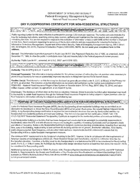 Fillable Online Dry Floodproofing Certificate For Non Residential Structures Fax Email Print