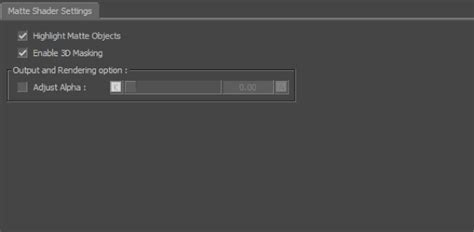 matte shader settings