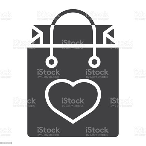 심장 모양 아이콘 발렌타인과 로맨틱 쇼핑백 선물 기호 벡터 그래픽 흰색 배경 Eps 10 솔리드 패턴 가득 찬에 대한 스톡 벡터 아트 및 기타 이미지 Istock