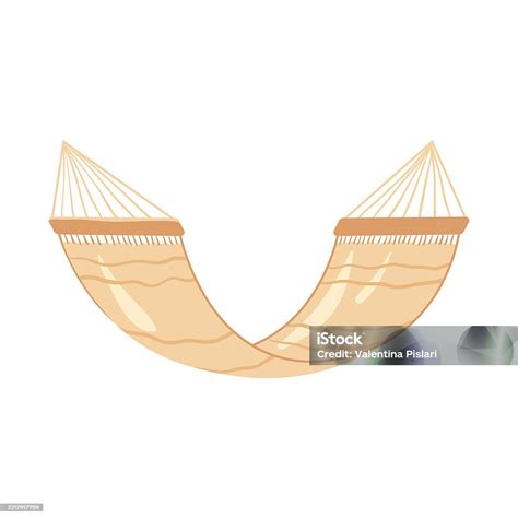 해먹 간단한 벡터 일러스트 레이 션 심플한 만화 스타일로 휴식을 취할 수 있는 베이지색 해먹 여름 열대 해변에서의 휴식 여름