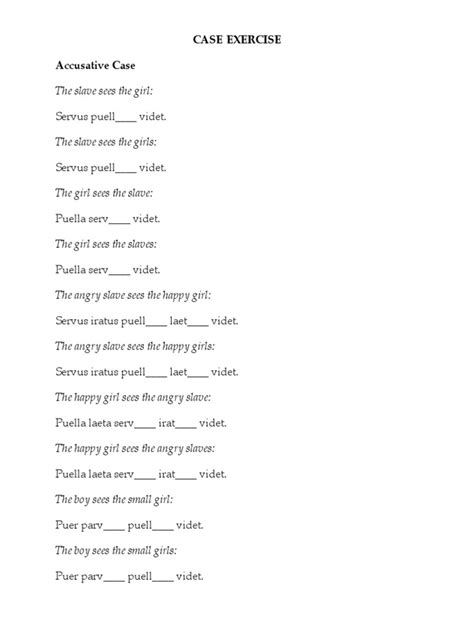 Case Exercise Accusative Case Pdf