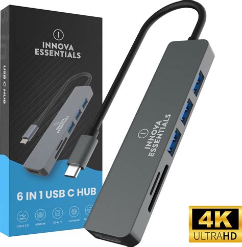 Innova Usb C Hub 6 In 1 Usb Splitter Usb Hub Usb C Dock Usb 3 0 4k Uhd Hdmi