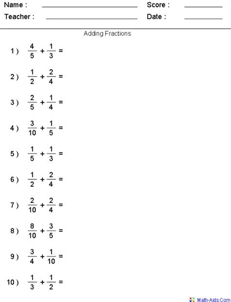 Adding Fractions With Uncommon Denominators Worksheet Writing Practice Worksheet