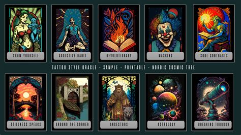 Printable Tattoo Style Oracle Printable Oracle Cards Pdf Oracle Cards