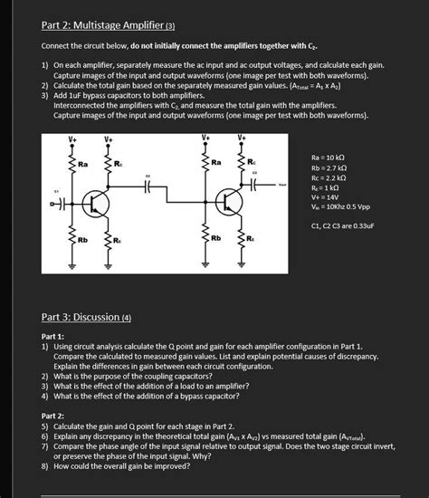 Solved Part 1 Single Stage Bjt Amplifier 3 The Circuit