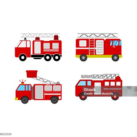 소방차 아이콘 세트 디자인 템플릿 벡터 격리 일러스트레이션 교통에 대한 스톡 벡터 아트 및 기타 이미지 교통 구조 도끼 Istock