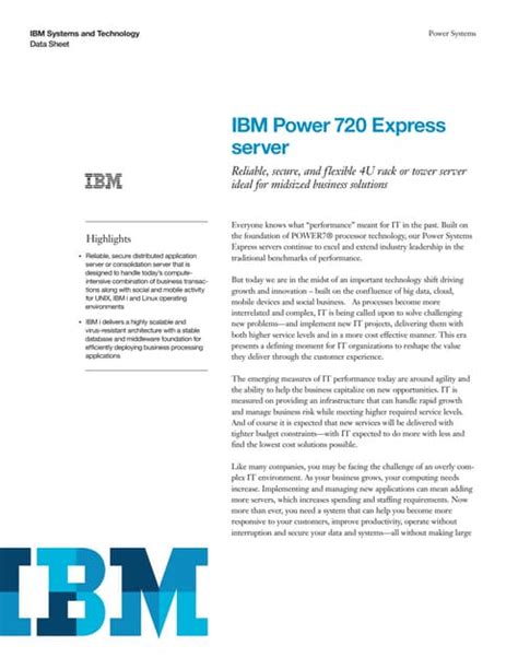 Ibm Power 720 Express Server Pdf