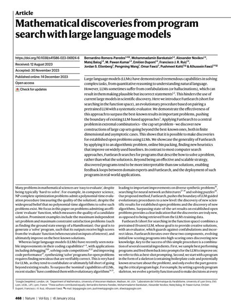 Romera Paredes Funsearch Pdf Algorithms Function Mathematics