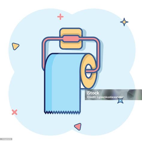 만화 스타일의 화장지 아이콘 고립 된 배경에 만화 벡터 그림을 청소합니다 Wc 화장실 스플래시 효과 사인 비즈니스 컨셉 컴퓨터 그래픽에 대한 스톡 벡터 아트 및 기타 이미지