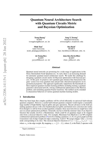 Pdf Quantum Neural Architecture Search With Quantum Circuits Metric
