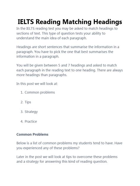 Ielts Reading Matching Headings Pdf Trees International English