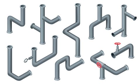 등등 측정 파이프 물 튜브 밸브 파이프 라인 석유 가스 산업 튜브 건설 플라스틱 배관 시스템 3d 벡터 절연 세트 파이프 조각 관 튜브에 대한 스톡 벡터 아트 및 기타