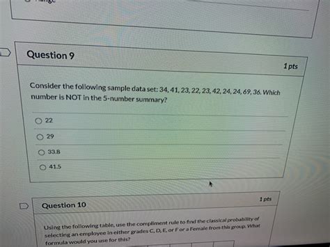 Solved Question Pts Consider The Following Sample Data Chegg Com