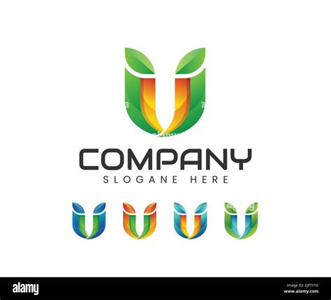 Modern U Leaf Logo Design Letter U Leaf Logo Design Template