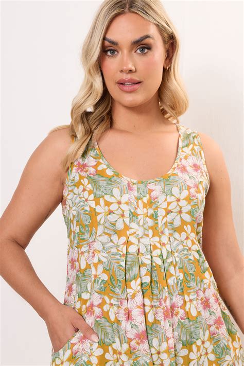 Yours Plus Size Orange Tropical Print Pocket Dress Yours Clothing