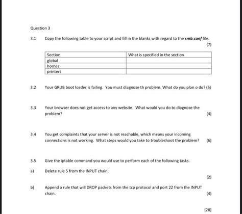 Solved Question 3 31 Copy The Following Table To Your