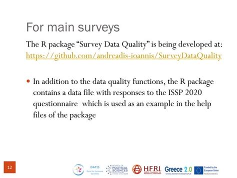 Survey Data Quality Methods Developed In Datis Ppt