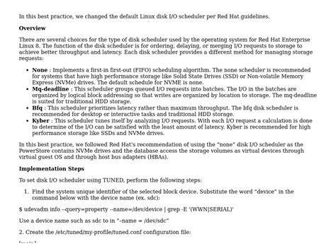 Red Hat Enterprise Linux Disk Io Scheduler Consolidated Best Practices Dell Technologies