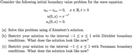 solved consider the following initial boundary value problem