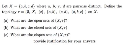 solved topology τ 0 x {c {a b {c d {a b c} } on