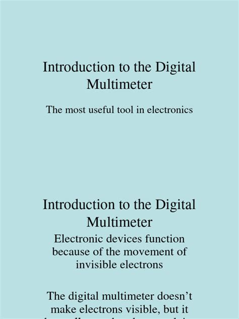 Introduction To The Digital Multimeter Pdf