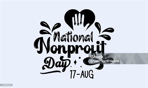 고립 된 배경에 국가 비영리 단체의 날 서예 배너 디자인 스크립트 레터링 배너 포스터 카드 개념 아이디어 반짝이는 인식 벡터 템플릿 2022년에 대한 스톡 벡터 아트 및