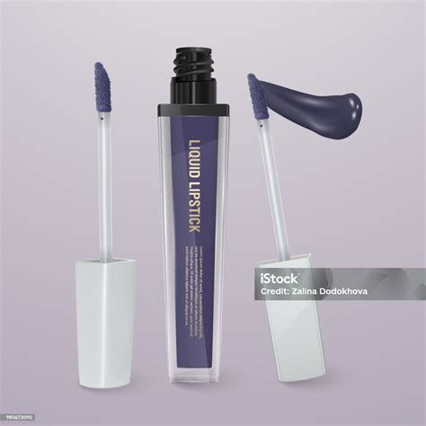 현실 어두운 파란색 액체 립스틱 립스틱의 획 3 차원 일러스트 레이 션 광고에 대 한 최신 유행 화장품 디자인 개인 장식품에 대한 스톡 벡터 아트 및 기타 이미지 Istock
