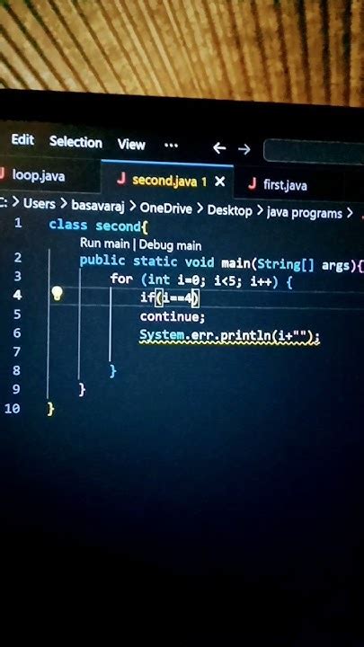 continue statement in java 🤔 statementjava coding shortsvideo youtube