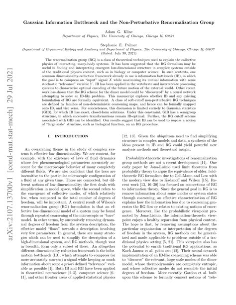 Pdf Gaussian Information Bottleneck And The Non Perturbative Renormalization Group