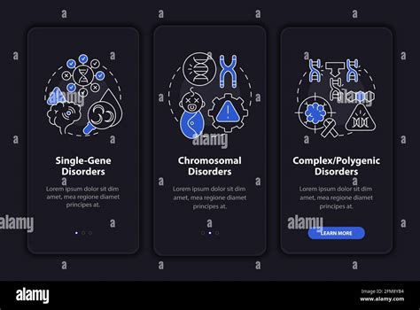 Types Of Genetic Disorders Onboarding Mobile App Page Screen With Concepts Stock Vector Image