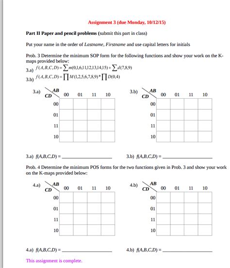 Determine The Minimum SOP Form For The Following Chegg Com