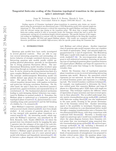 Pdf Tangential Finite Size Scaling Of The Gaussian Topological