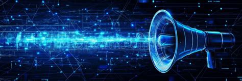 Digital Megaphone Broadcasting Data Stream Symbol Of Digital Marketing Communication Stock